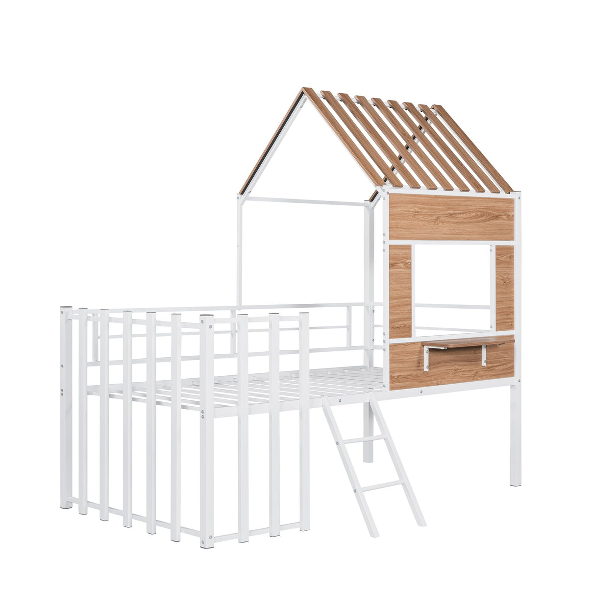 PlayHouse Loft™ Twin Size Bed – Roof & Window Design with Safety ...